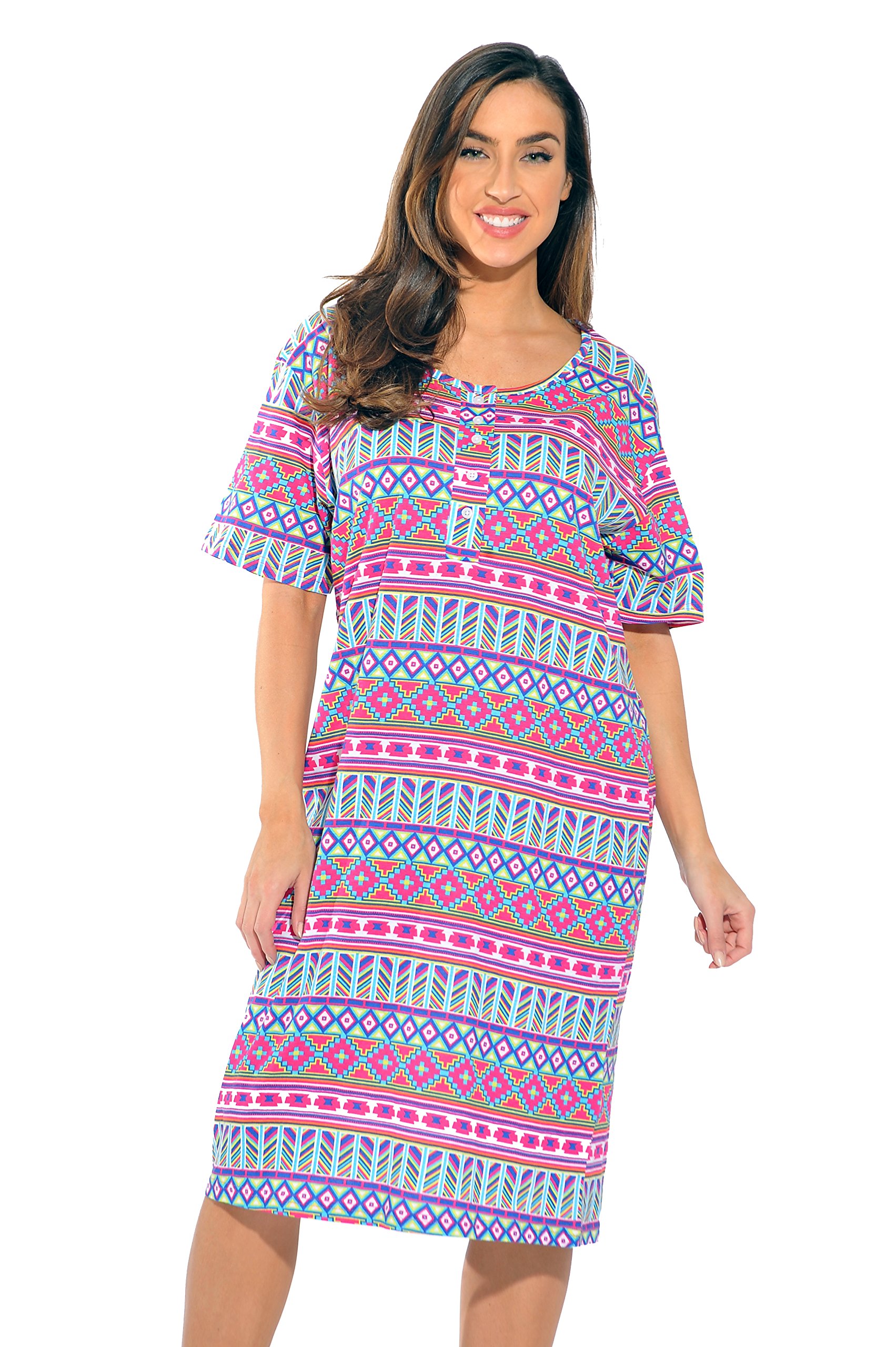 4360-R-10070-2X Just Love Short Sleeve Nightgown / Sleep Dress for Women / Sleepwear,Colorful Aztec,2X Plus