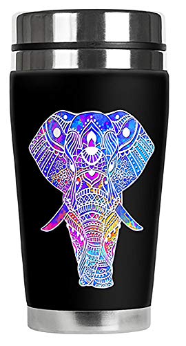 Mugzie 16 Ounce Stainless Steel Travel Mug with Wetsuit Cover - Ornamental Elephant