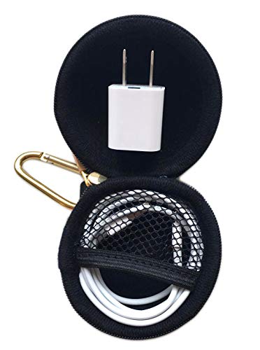 CASEBUDi Round Earbud and Phone Charger Storage Case with Carabiner | Limited Edition Gold Ballistic Nylon