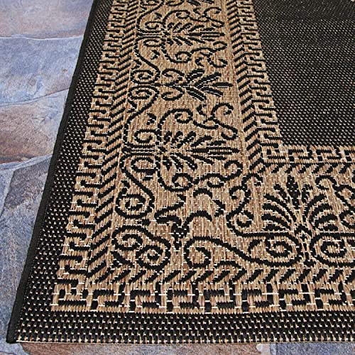 Couristan Recife Antique Medallion Indoor/Outdoor Area Rug, 8'6", Black-Cocoa