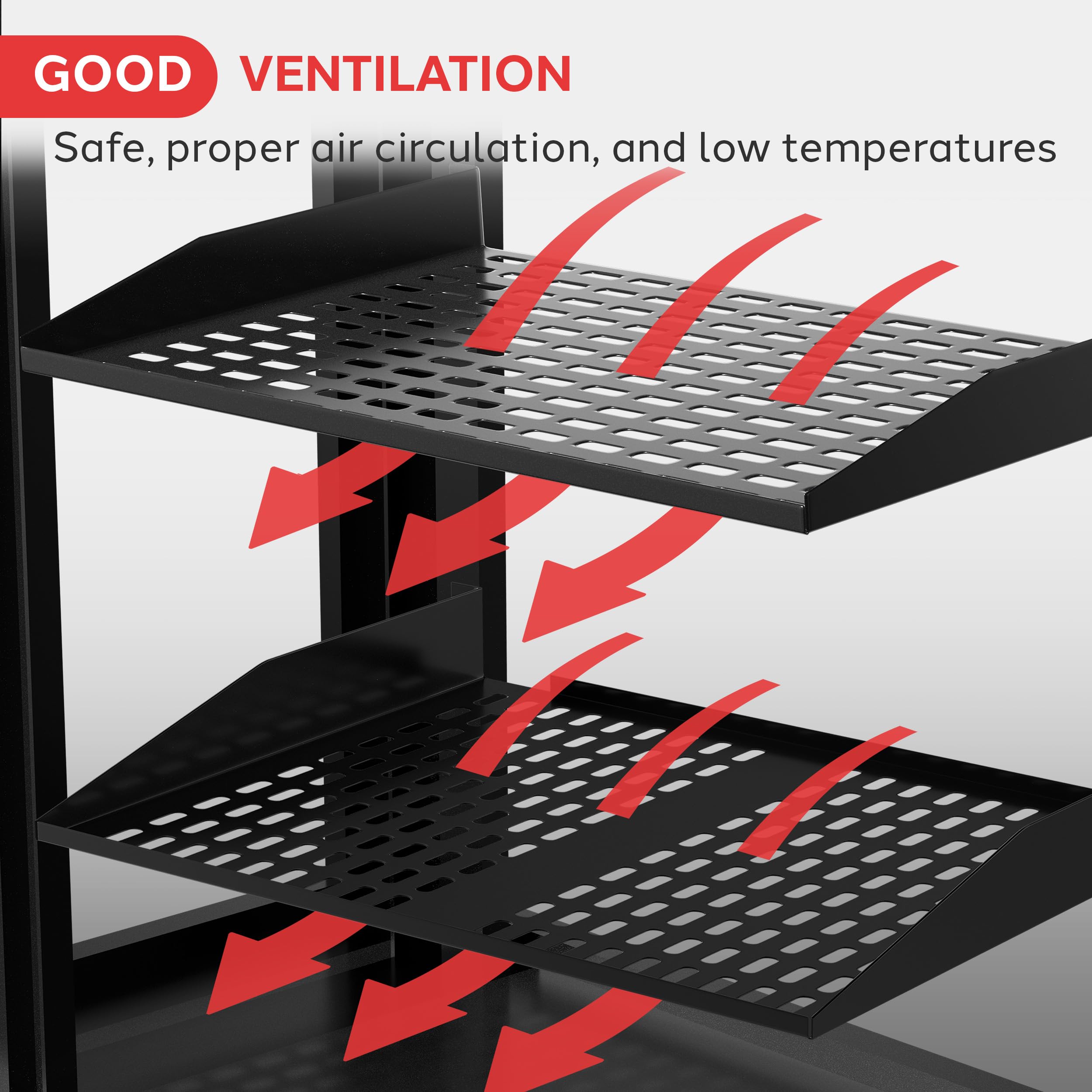 Pyle 19-Inch 1U+2U Server Rack Shelves - Universal Device Server Rack Mounting Tray, For Good Air Circulation, Cantilever Mount, Wall Mount Rack, Computer Case Mounting Tray, Black