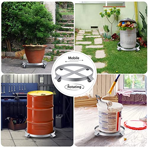 Drum Dolly 55 Gallon Trash Can Dolly Heavy Duty 1000 Pound Barrel Dolly with Swivel Casters Wheel Steel Frame Dolly Non Tipping Hand Truck Capacity Dollies