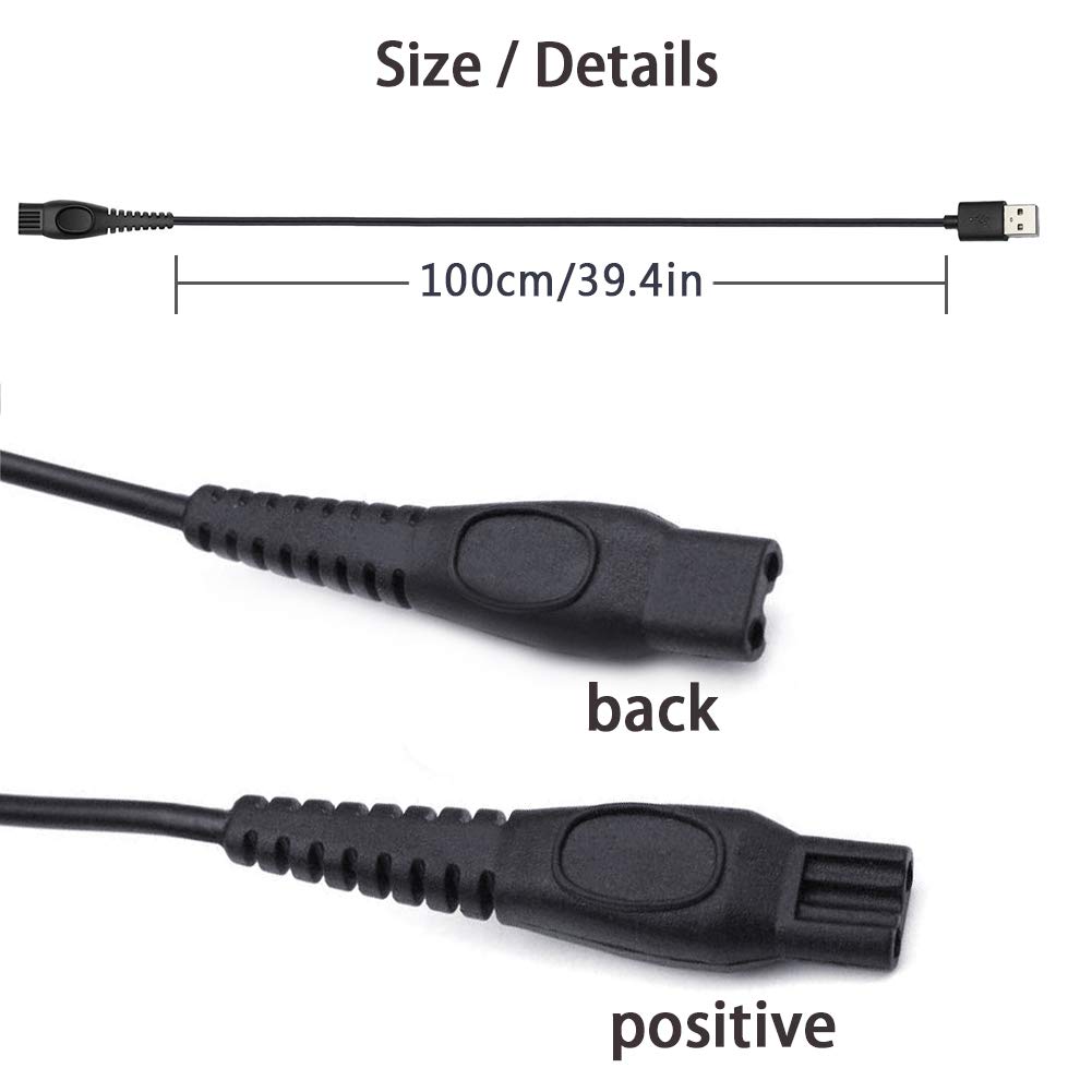 Shaver Power Cord for Philips-Norelco HQ8505 Norelco 7000 5000 3000 Series Shaver USB Charger Line 5V Replacement Charger Cord