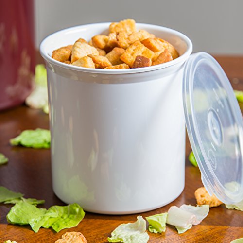 Carlisle FoodService Products Classic⢠Round Storage Container with Lid, 1.2 Quart Crock, White