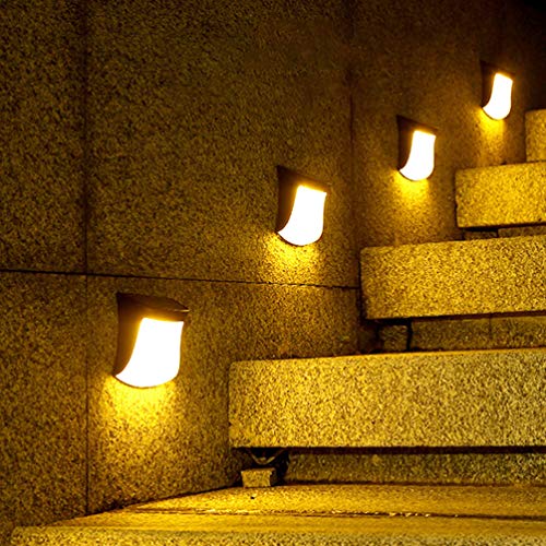 BESPORTBLE 2PCS Solar Powered Stair Light Water Resistant LED Warm Light Step Fence Lamp Landscape Decorative Lamps for Home Garden Patio Yard