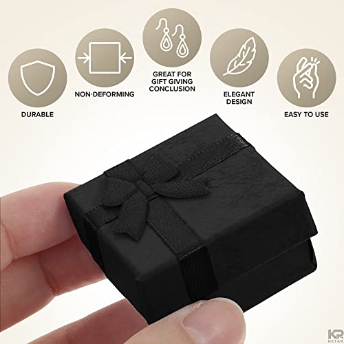 Black Ring Box for Wedding Ceremony - 24Pcs Small Jewelry Box Ring Holder Earrings Box Small Square Ring Boxes for Jewelry Gift - Birthday Earring Gift Box Engagement Ring Box Hard Jewelry Travel Case