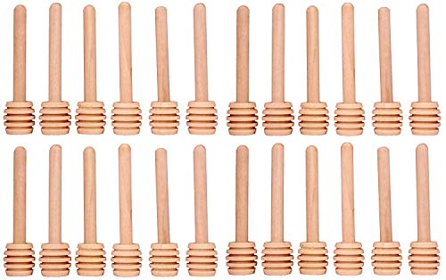 Creative Hobbies® 24 Pack of Mini 3 Inch Wood Honey Dipper Sticks, Server for Honey Jar Dispense Drizzle Honey, Wedding Party Favors