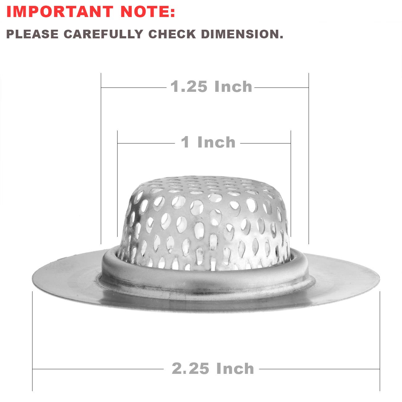 3 Pack - 2.25" Top / 1" Basket- Sink Strainer Bathroom Sink, Utility, Slop, Laundry, RV and Lavatory Sink Drain Strainer Hair Catcher. Stainless Steel