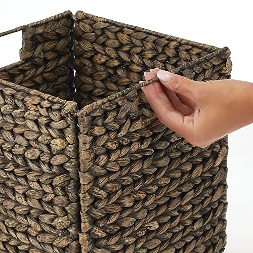 mDesign Natural Woven Hyacinth Cube Storage Bin Basket Organizer with Handles for Kitchen Pantry, Cabinet, Cupboard, Shelf/Cubby Organization, Hold Food, Drinks, Snacks, Appliances, 8 Pack, Black Wash