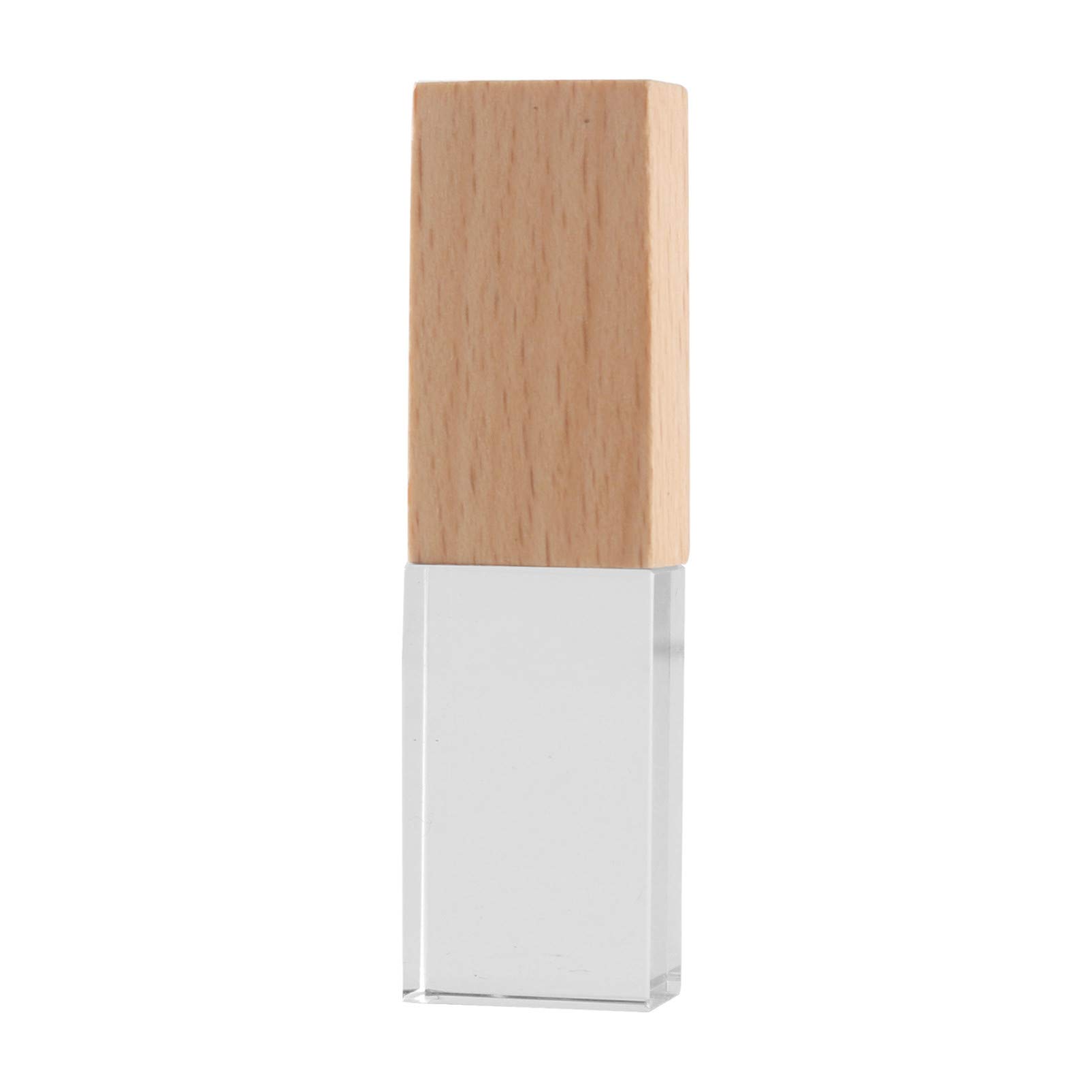 FIRSTMEMORY 64GB USB 2.0 Flash Drive Novelty Wood Crystal Transparent Pen Drive LED Light Memory Stick Thumb Drives Data Storage Pendrive Gifts (64 GB, Crystal & Wood)