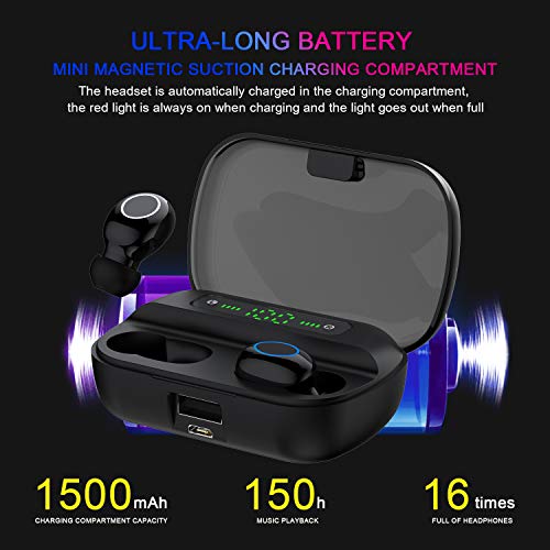 Wireless Earbuds Bluetooth Headset with Microphone Sports Headset Touch TWS Stereo Headset in-Ear Bluetooth 50H Playtime Charging Box, Sports, Exercise, Easy Pairing, Mobile Power(Q67)