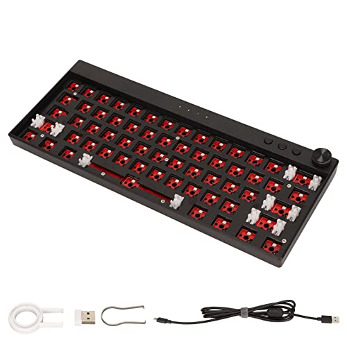 61-Key Mechanical Keyboard DIY Kit, ABS Shell Support 3-Pin Shaft DIY Mechanical Keyboard Kit Switch for Hot Swap Gaming (Black)