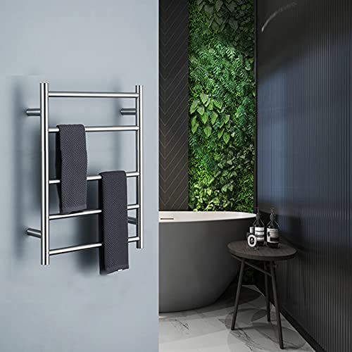 Heated Towel Rack, Towel Warmer, 5 Bars Wall Mount Electric Heated Towel Rack 304 Stainless Steel Radiator for Bathroom,Pools,Kitchen,Gyms,Plug in ,Electric Towel Warmer (Color : Hardwired)