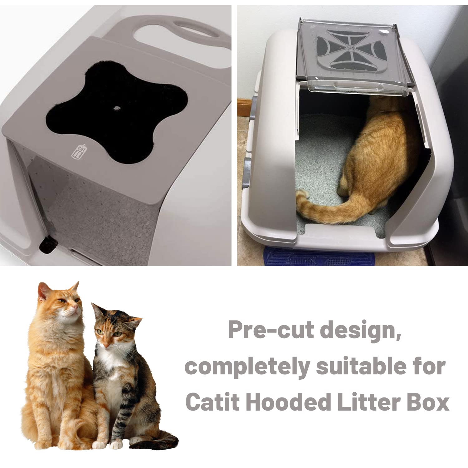 Cat Litter Box Replacement Filters Compatible with Catit Hooded Litter Box β Pre-Cut Activated Charcoal Carbon Air Purifier