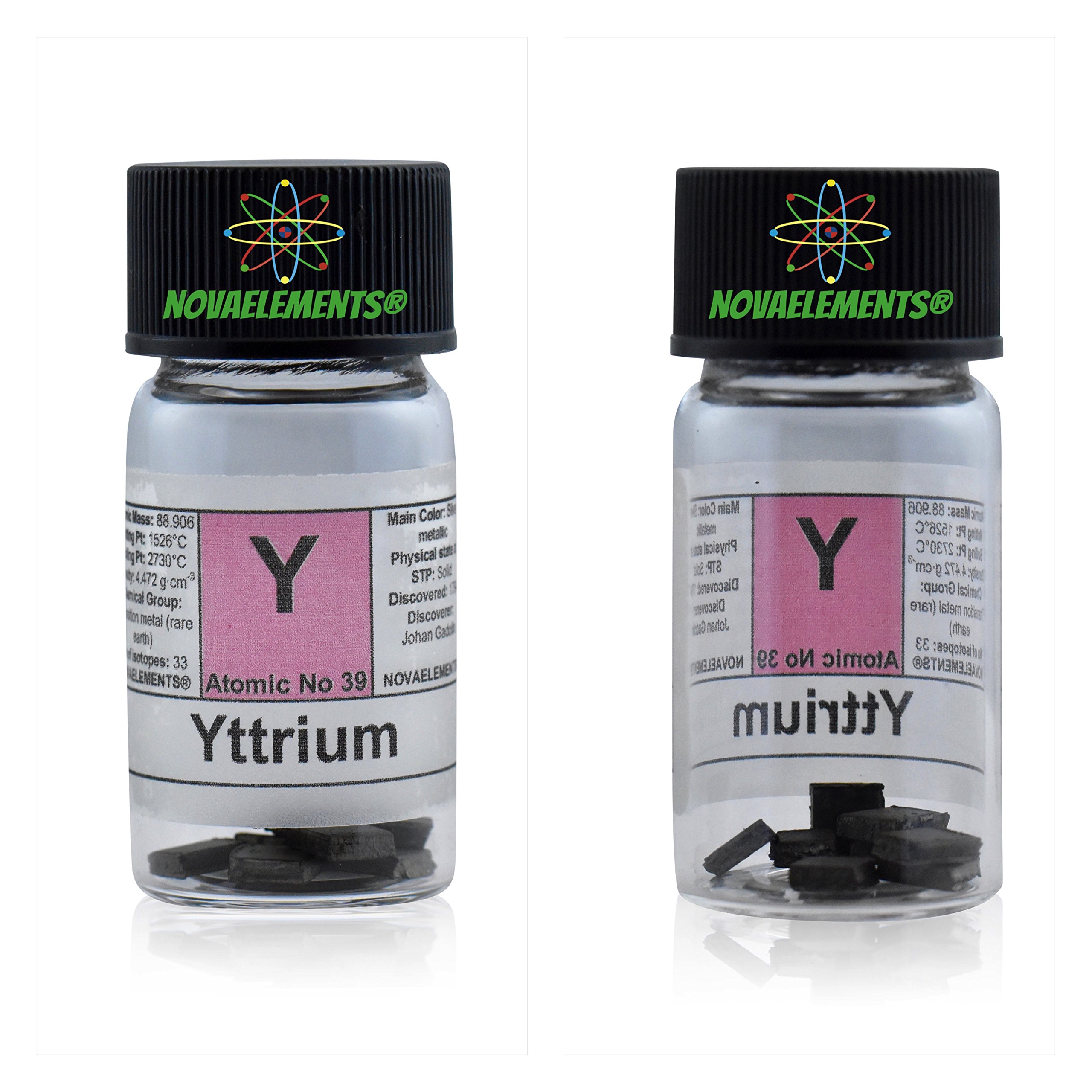Yttrium Element 39 Y, Pure Sample 1 gram 99.95% in Glass Vial with Label