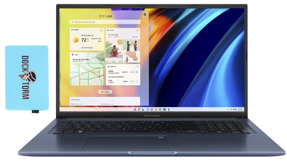 ASUS Vivobook 17X Business Laptop 17.3" FHD IPS Display (AMD Ryzen 7 5800H 8-Core 3.20GHz, 12GB RAM, 512GB PCIe SSD, AMD Radeon, Fingerprint, WiFi 6, BT 5.2, Webcam, Win 11 Home) w/Dockztorm Dock
