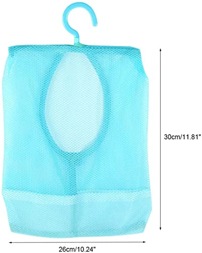 Multipurpose Clothespin Bag with Hanger, Hanging Storage Mesh Bag, Bathroom Shower Storage Organizer Set, Clothes Clip Clothespin Mesh Bag for Home Apartment College Dorm, Blue