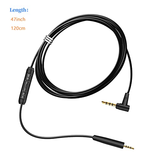 Replacement Audio Cable Cord for Bose QC25, QC35, QuietComfort 25, QuietComfort 35, OE2,OE2i, On-Ear 2 Headphones Inline Mic/Remote Control β Black