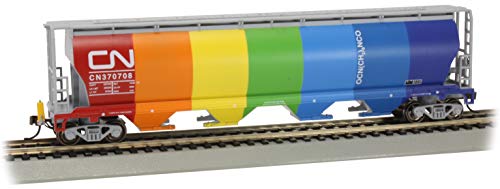 Bachmann Trains - Canadian 4-Bay Cylindrical Grain Hopper with Flashing End of Train Device - Canadian National Demonstrator - HO Scale, 73805
