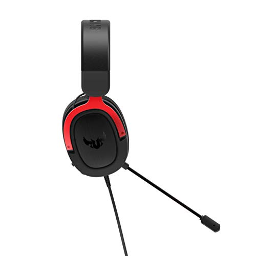ASUS TUF Gaming H3 Wired Headset - Discord Certified Mic, 7.1 Surround Sound, 50mm Drivers, Lightweight, 3.5mm, for PC, Mac, PS4, Xbox One, Switch and Mobile Devices - Red