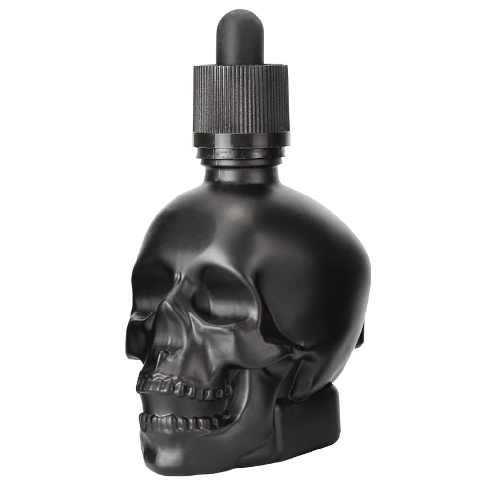 Tvoip 1Pcs Skull Bitter Bottle Glass Dropper Bottle 1OZ/30ML Skull Shape Bottle of Halloween, Cocktail Bar,Essential Oil Bottle with Pipette,Empty Refill Glass Bottle (1oz/30ml)