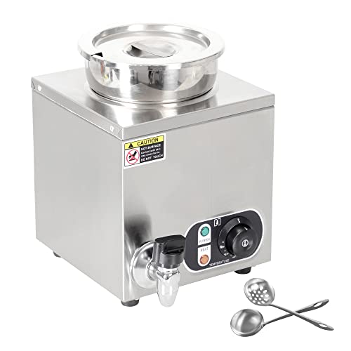 Commercial Countertop Food Warmer,1000W Electric Food Warmer,14L Stainless Steel Countertop Soup Pot,Professional Soup Warmer Heat Preservation Machine for Chocolate, Cheese, Pearls, Sago,30-85℃