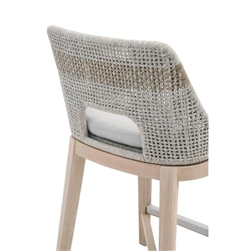Home Square 2 Piece Upholstered Patio Counter Stool Set in Taupe and White