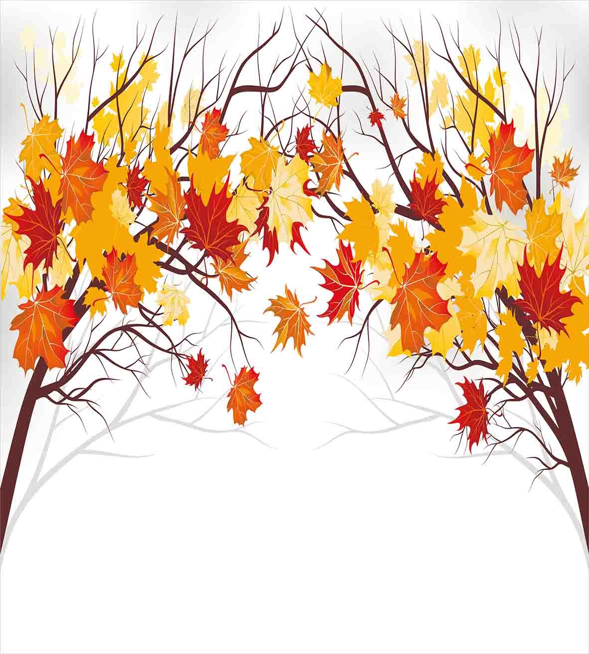 Ambesonne Fall Duvet Cover Set, Image of Canadian Maple Tree Leaves in Autumn Season Soft Reflection Effects, Decorative 3 Piece Bedding Set with 2 Pillow Shams, Queen Size, Orange White