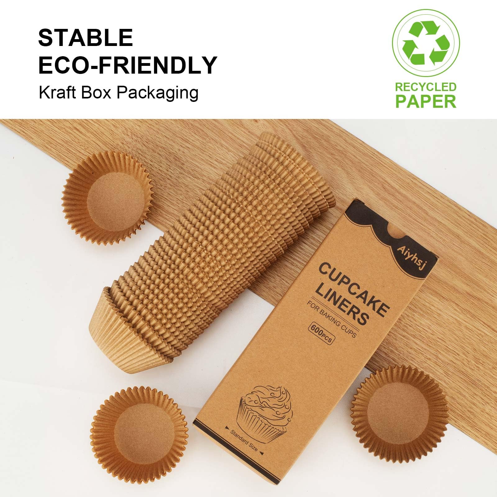 600PCS Cupcake Liners, Upgrade Parchment Paper Muffin Liners for Baking, Cupcake Wrapper for Party, Wedding, Standard Size, Natural