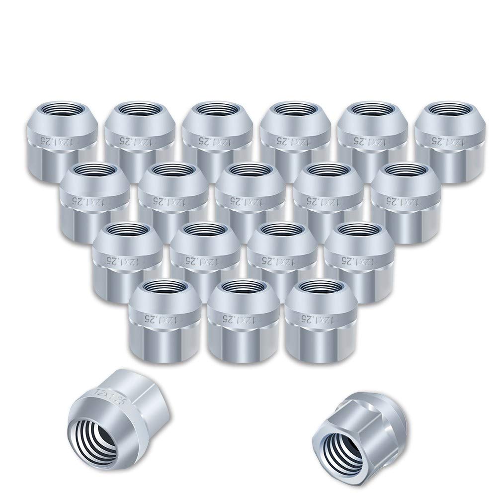 51 Wheel M12x1.25 Lug Nuts, 20PK 12X1.25 Open-End Lug Nuts 3/4" (19mm) Hex 0.83''(21mm) Height Cone Seat Zinc Finish Wheel Lug Nuts Set