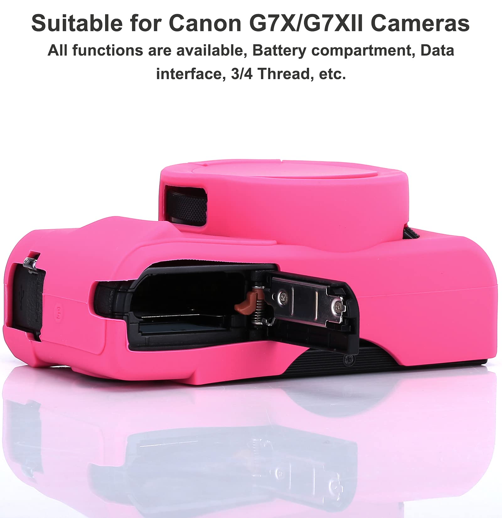 G7X Mark II G7X Removable Lens Cover Silicone Cover Rubber Soft Camera Case Cover for Canon PowerShot G7X II G7X (Rosered)