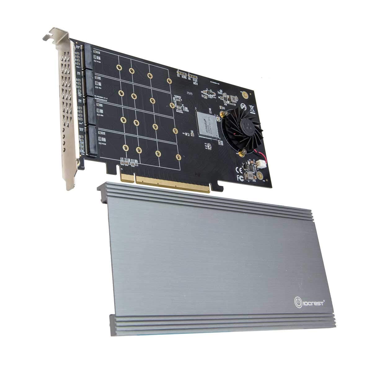 Syba Quad M.2 NVMe Ports to PCIe 3.0 x16 Interface x8 Bandwidth Bifurcation Riser Controller - Support Non-Bifurcation Motherboard (SI-PEX40157)