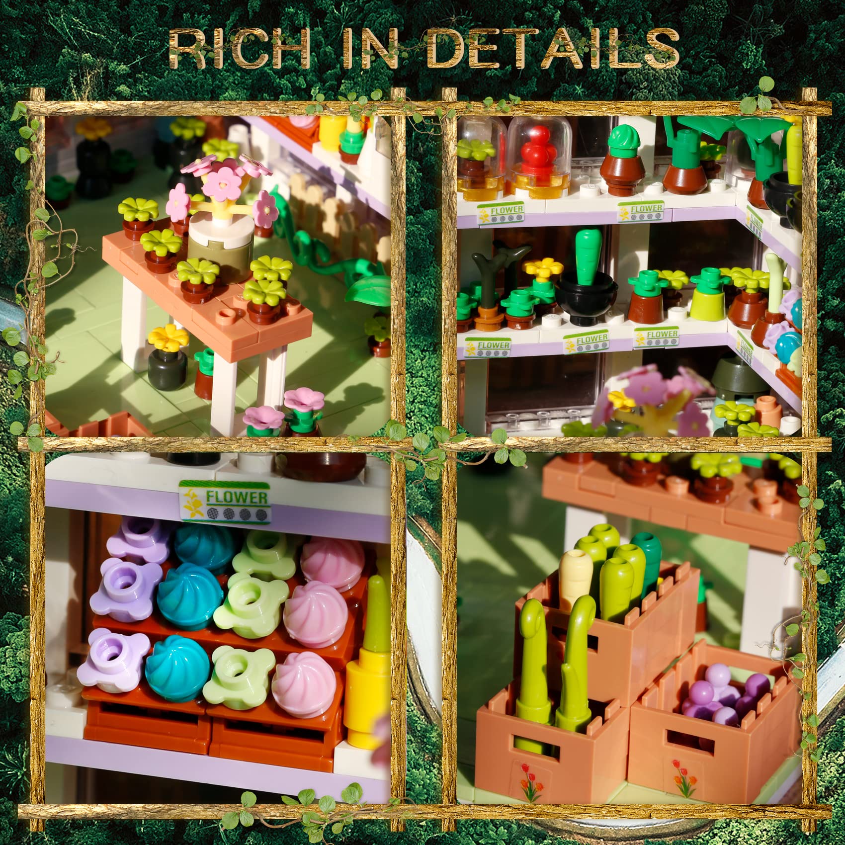 600PCS Flower House Building Blocks,Creative Ideals Floweres Shop Building Blocks, Best Choice for 6+ Boys, Girls or Adults