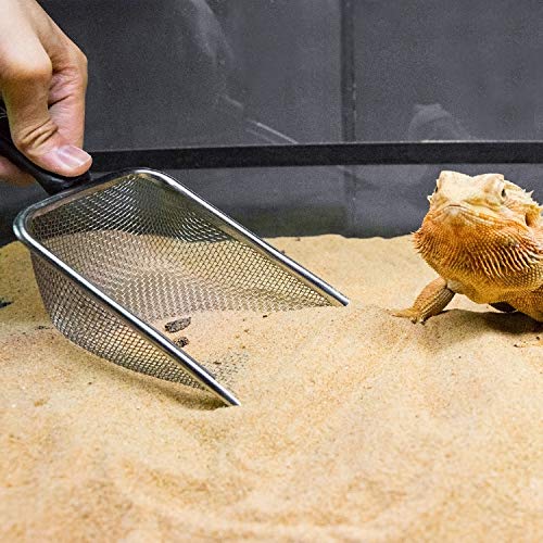 REPTI ZOO Reptile Sand Stainless Steel Fine Mesh Reptile Substrate Metal Sand Shovel Terrarium Substrate Durable Litter Cleaner Corner Scoop