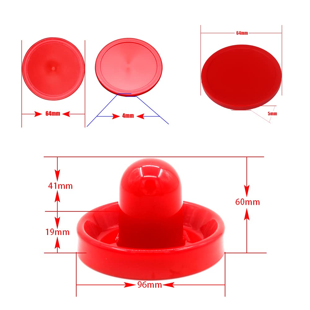 BQSPT Air Hockey Pucks and Paddles,Air Hockey Pushers and Pucks,Goal Handles Paddles Replacement Accessories for Game Tables (4 Striker 96mm with Pads, 8 Pucks 64mm Thick and Thin)