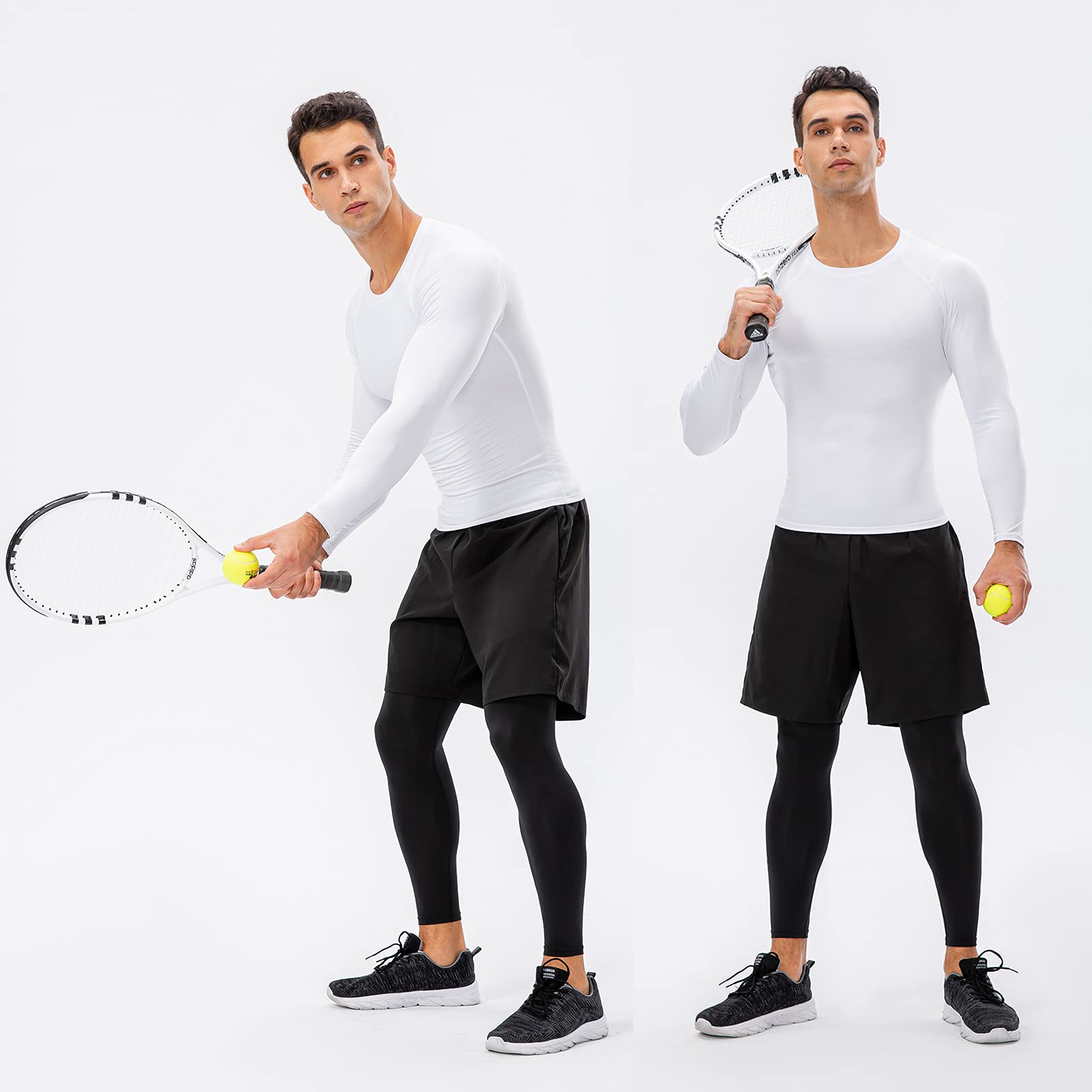 ABTIOYLLZ Men's Workout Compression Shirts Long Sleeve Athletic Quick Dry Gym T-Shirts Sports Football Undershirts