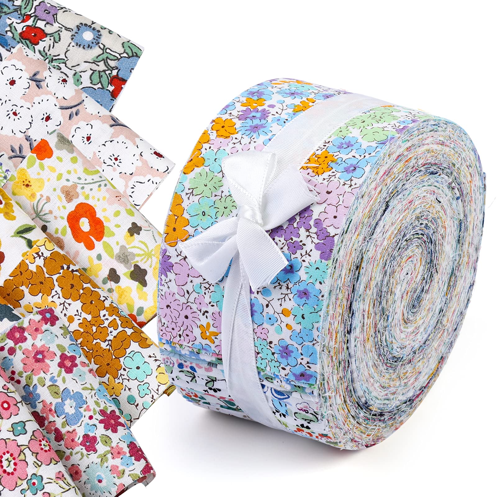 45PCS Fabric Jelly Rolls, Jelly Roll Fabric Strips for Quilting, Patchwork Craft Cotton Quilting Fabric, Quilting Fabric, Plain Weave Cotton Fabric (Light Color Series)