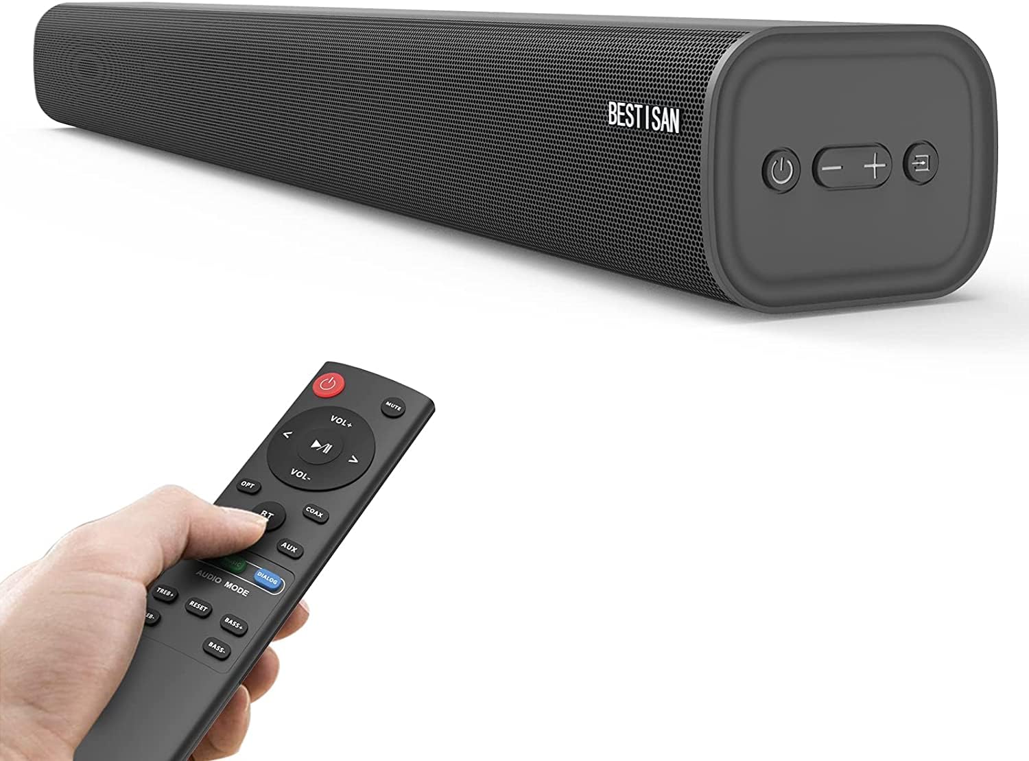BESTISAN TV Sound Bar, 100Watts Soundbar for TV, Wireless Sound Bars with HDMI-ARC and Bluetooth/Optical/AUX/USB. TV Speakers for Home Theater/Gaming. (Remote Control,Wall Mountable)