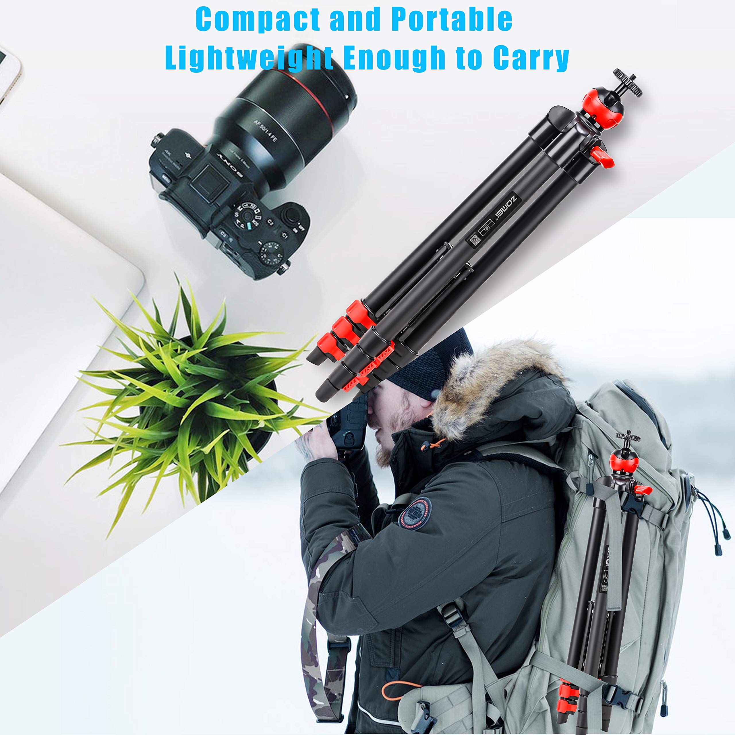 65"/165cm Phone Tripods with Remote Shutter and Universal Clip, Cell Phone Holder Compatible with iPhone/Android/Sport Camera Perfect for Video Recording/Selfies/Live Stream/Vlogging