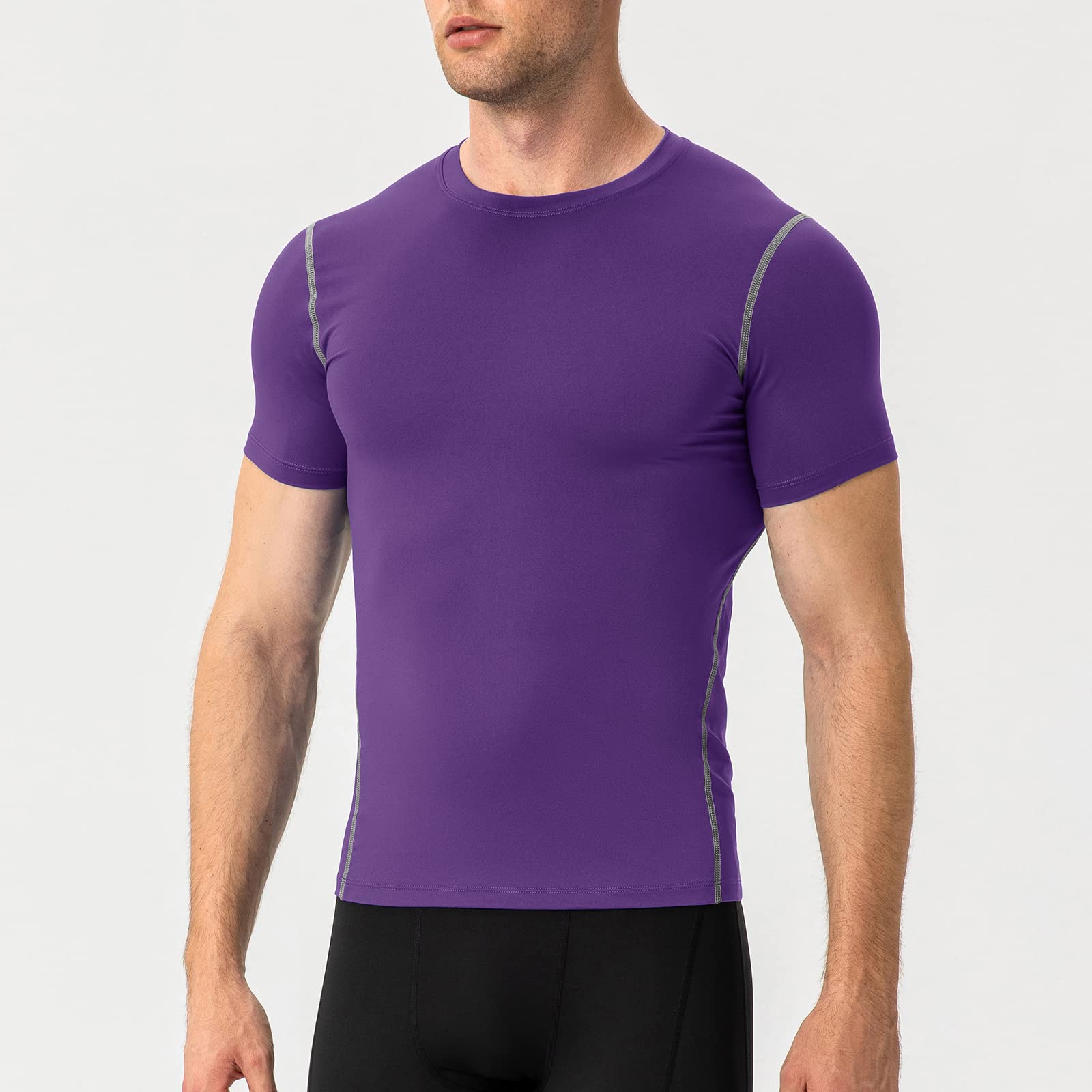 ABTIOYLLZ Men's Compression Shirts Athletic Cool Dry Short Sleeve for Men Workout T-Shirts Base Layer Undershirt