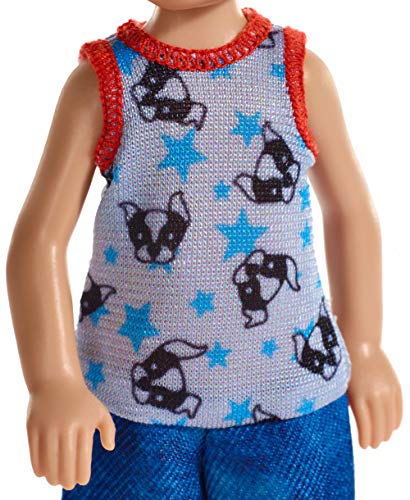 Barbie Club Chelsea Doll, 6-Inch Blonde Boy Doll Wearing Puppy-Themed Romper, for 3 to 7 Year Olds