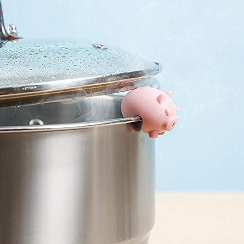 3/6pcs Silicone Pot Lid Lifter,Cute Pig Chick Shape Pot Lid Holder Spill-Proof Lid Clip Heat Resistant Boil Stoppers Keeping Lid Open for Cooking(3pcs-chicken)
