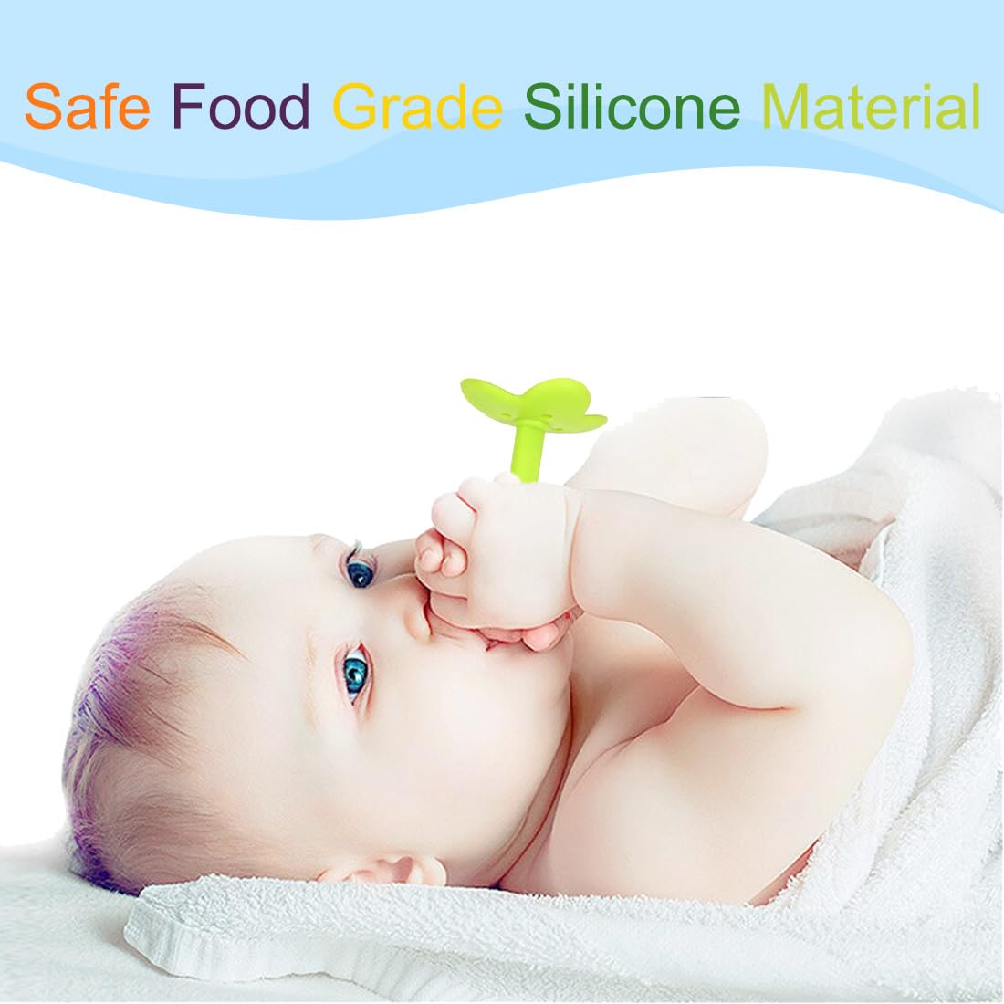 Baby Teething Toys 6 PCS BPA Free Silicone Baby Teethers, Freezer Safe Organic Infant Teething Toys Soft & Textured for Natural Brain Development