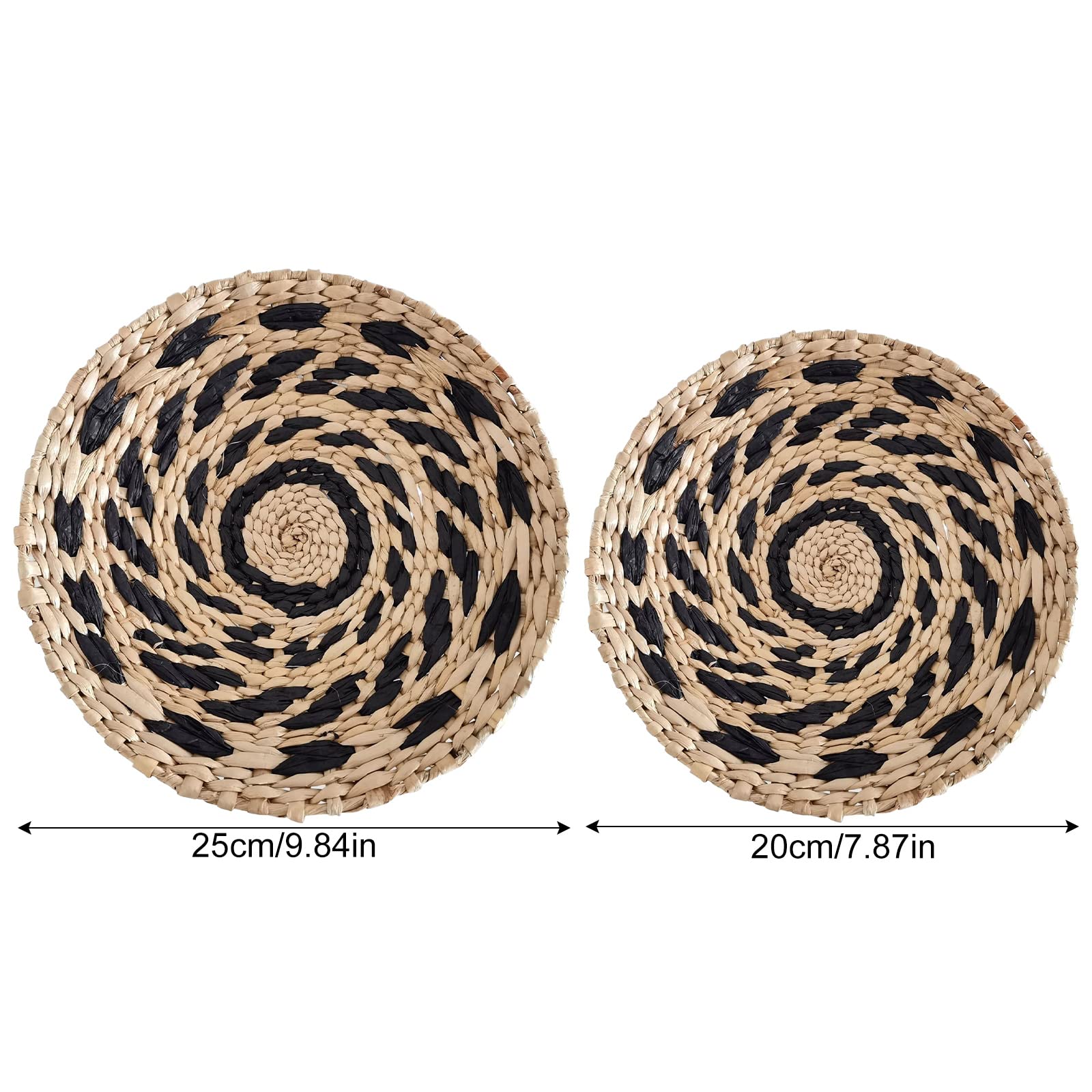 Wicker Woven Wall Basket Decor - Natural Seagrass Woven Rustic Flat Hanging Baskets Boho Rattan Wall Basket Bowls for Farmhouse Living Room Bedroom Décor