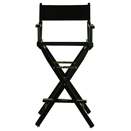 Casual Home Director's Chair ,Black Frame/Black Canvas,30" - Bar Height