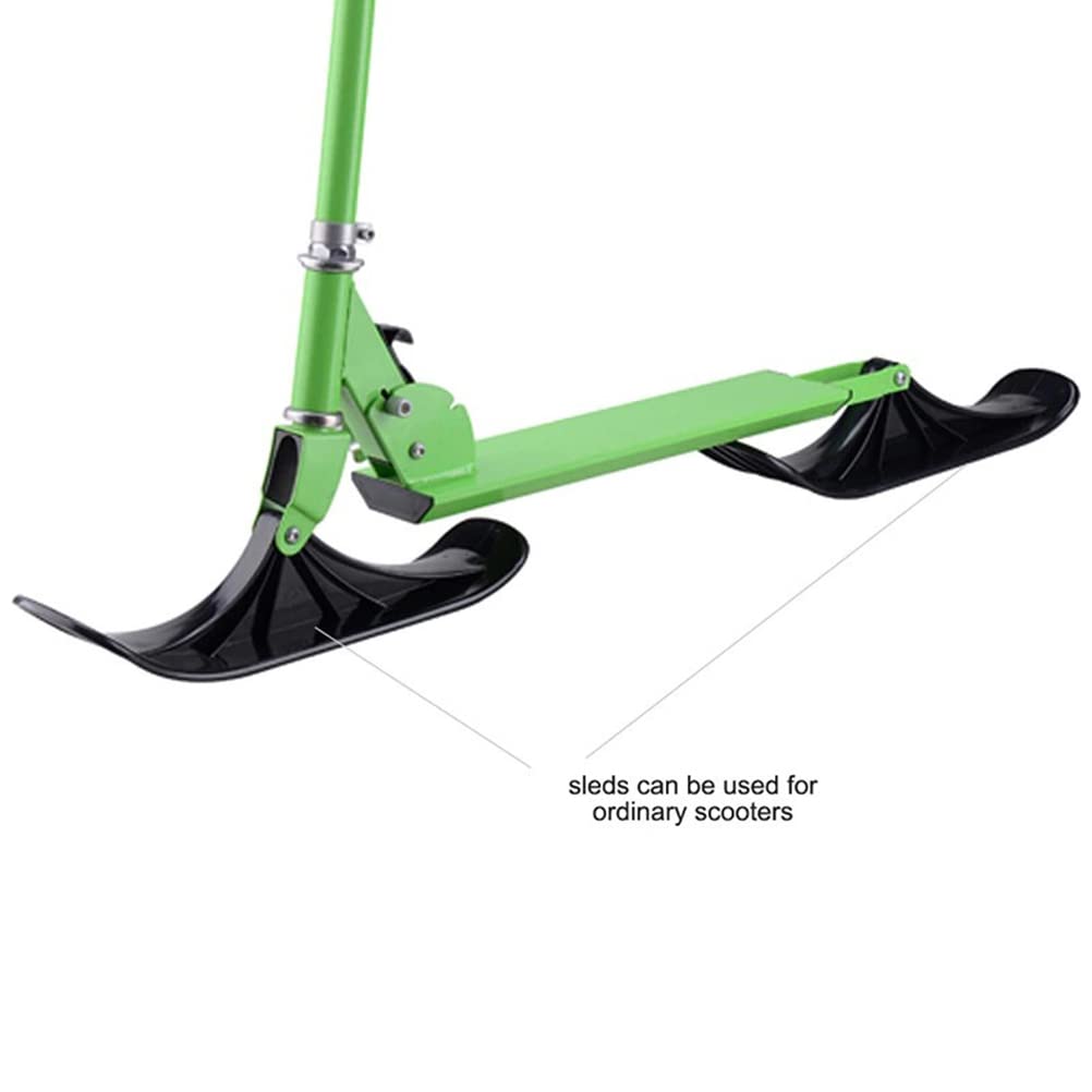 2pcs Snow Scooter Ski Skate Board Sled Conversion Kit Winter Cycling Ski Attachment for Kids Car Scooter Two-Wheel Sled Accessories Riding Tyre Replacement
