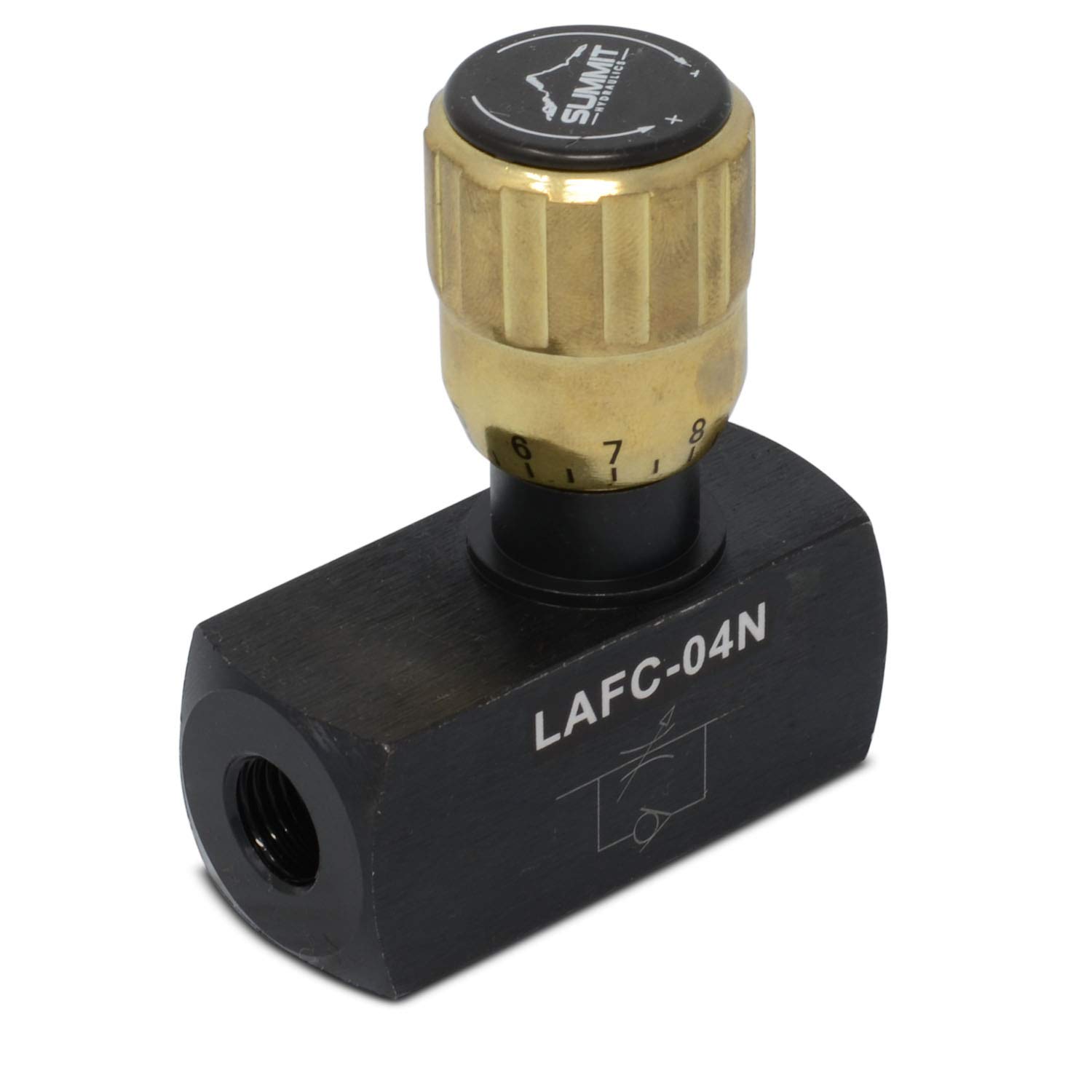 Hydraulic in-Line Adjustable Variable Flow Control Valve w/Free Rev Flow, 1/4” NPT