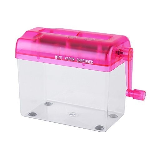 Portable Paper Shredder, A6 Portable Mini Manual Paper Cut Shredder for Office Home School 16 × 9 × 14.5 cm(Pink)