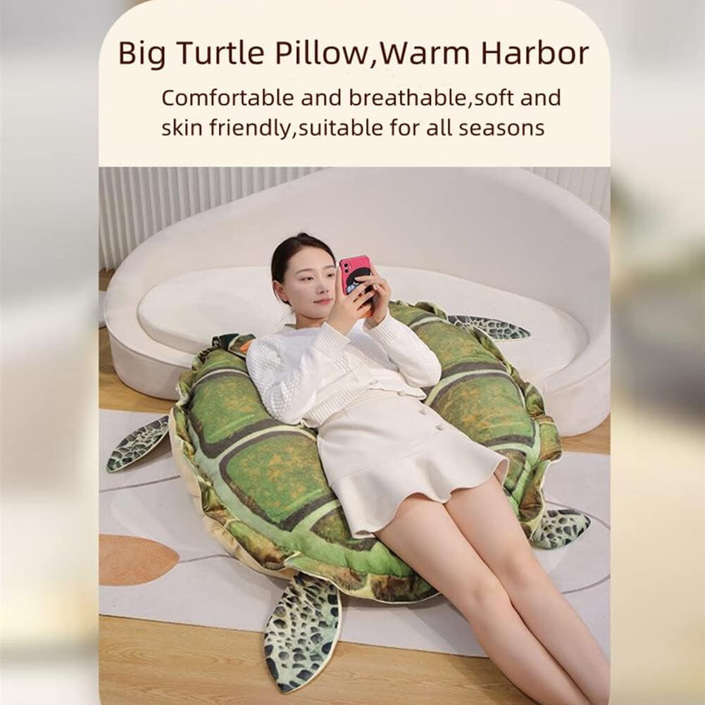 CARTBAE Turtle Shell Stuffed Animal Soft and comfortable Tortoise Plush Pillow Creative Turtle Costume Plush Toy (23.6 in)