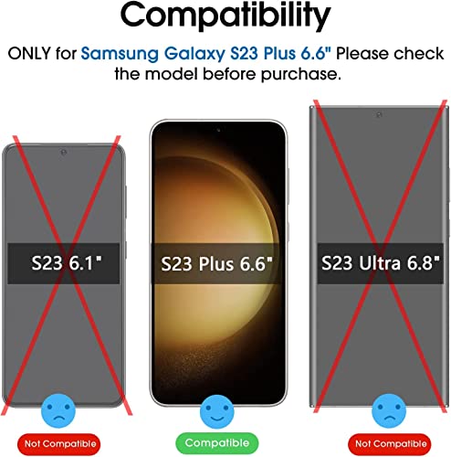 amFilm [2+2 Pack Hybrid Film Screen Protector for Samsung Galaxy S23+/S23 Plus 6.6 Inch [100% Fingerprint ID Compatible] with Tempered Glass Camera Lens Protector and Easy Installation Tray.